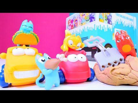 Oyuncak arabalar. Canavar arabalar 4 Lost Kitties açıyorlar. Oyuncak açma oyunu