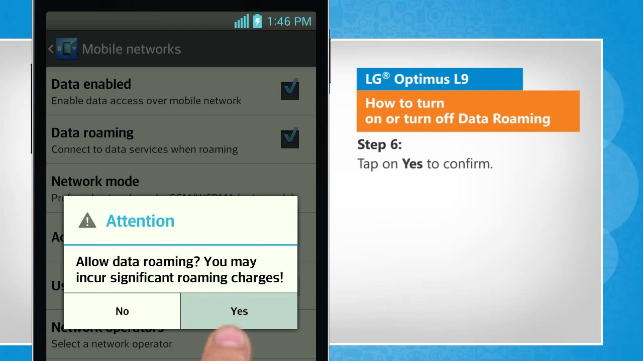 How to turn on or turn off Data Roaming in LG® Optimus L9 :Tutorial - YouTube
