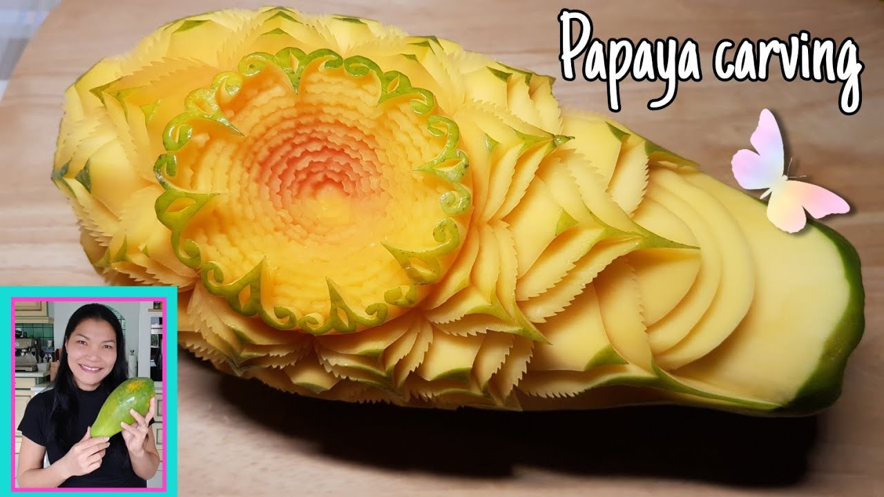 Papaya carving | Art fruit | fruit carving easy | Thaicarving - YouTube