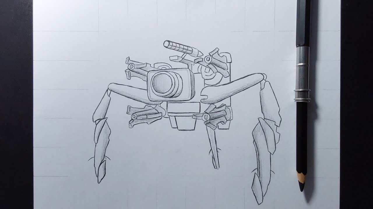 Easy skibidi drawing | How to draw New Upgraded Spider Camera easy step ...