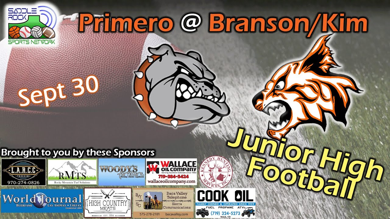Primero @ Branson/Kim - Junior High Football - Sept 30, 2023 - YouTube