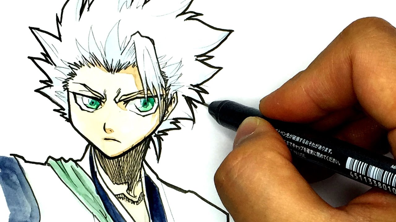 블리치 히츠가야토시로 손그림 그리기 수채화 ブリーチ 日番谷 冬獅郎 How to draw Toshiro Hitsugaya from ...