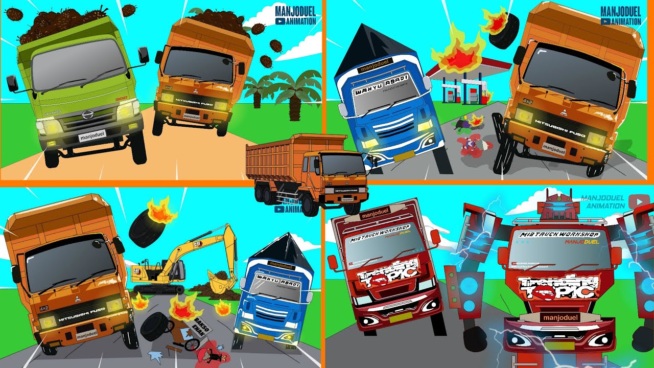 Kompilasi mobil truk oleng bus tayo lorry videos jbc tractor excavator ...