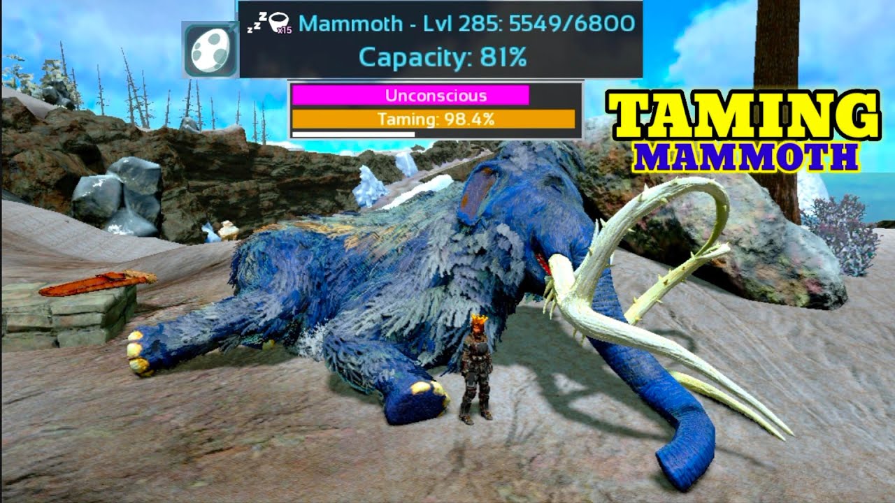 MAMMOTH TAMING!! ARK SURVIVAL EVOLVED!! VERY USEFULL DINO AT LEVEL 30 ...