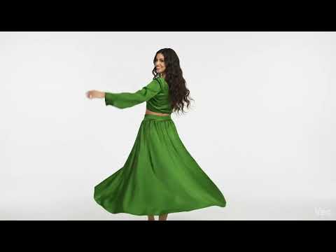 Satin Full Circle skirt and Ruffle Top Belly Dance Costumes Sets S76