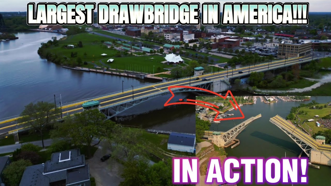 Drone footage of double bascule bridge - YouTube