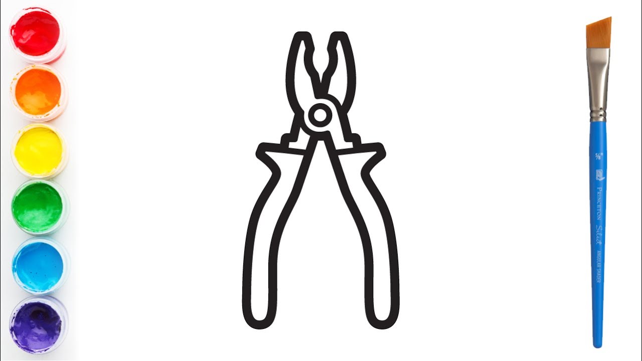 How to draw a Pliers Drawing easy with colour #pliers #drawing - YouTube