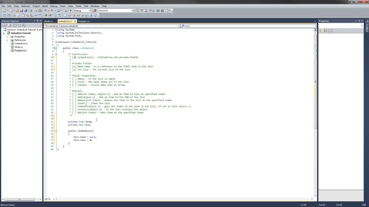 C Linkedlist Tutorial 3 Beginning The Linkedlist Class Youtube