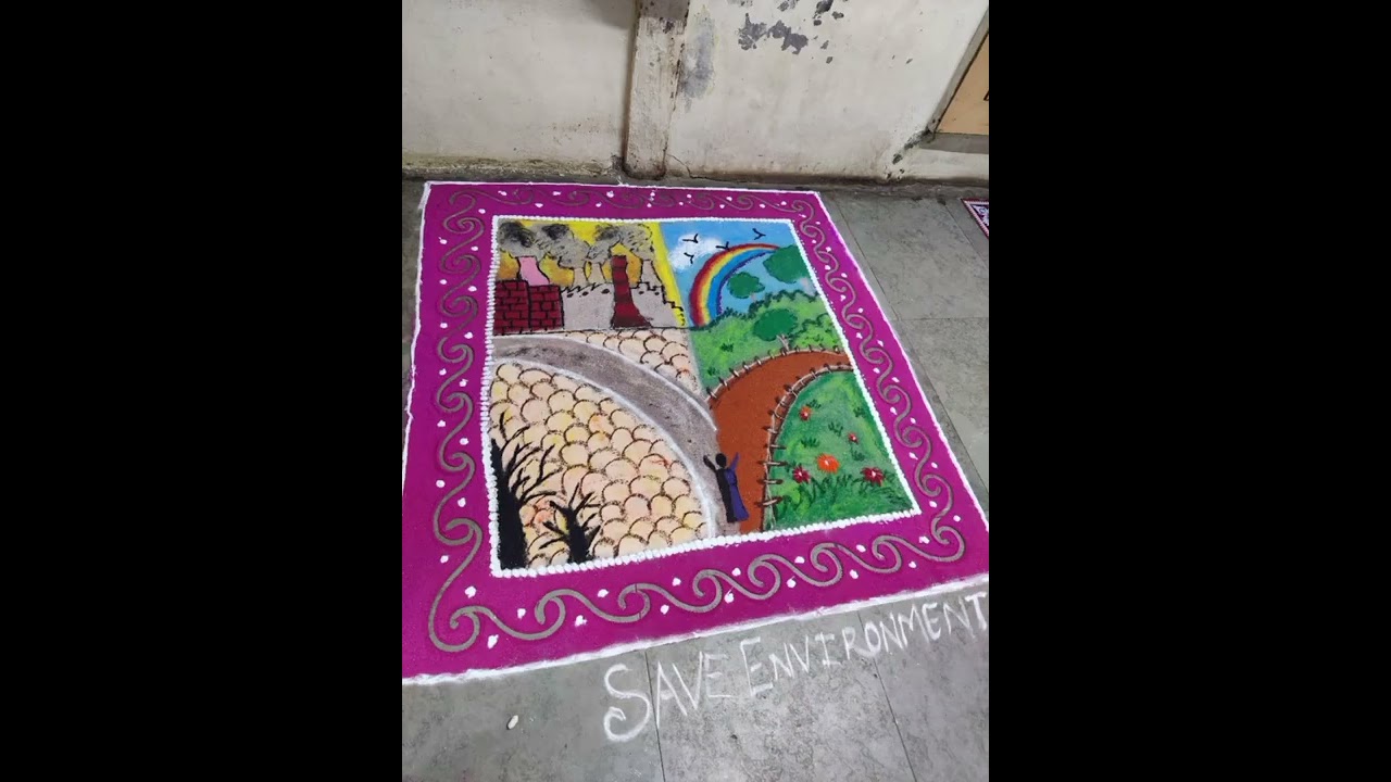 save tree and nature rangoli - YouTube