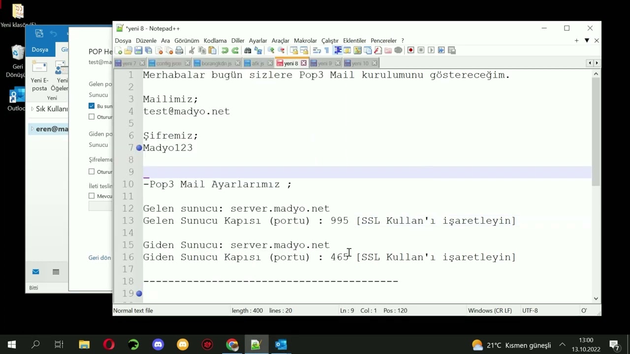 Outlook kurumsal mail kurulumu [POP3 MAİL NASİL KURULUR] - YouTube