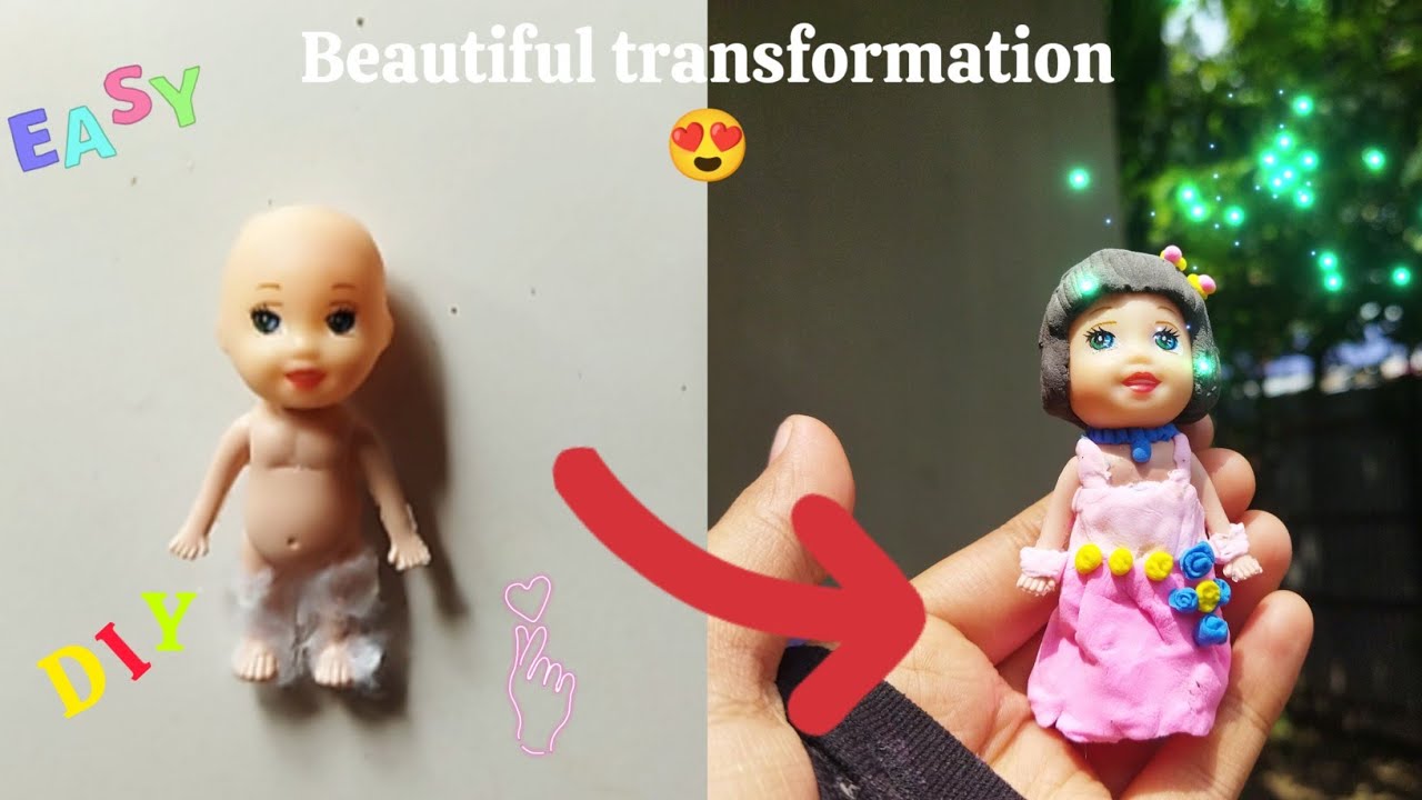 Doll transformation with clay|clay DIY# craft#diy|doll beautiful look🧚 ...