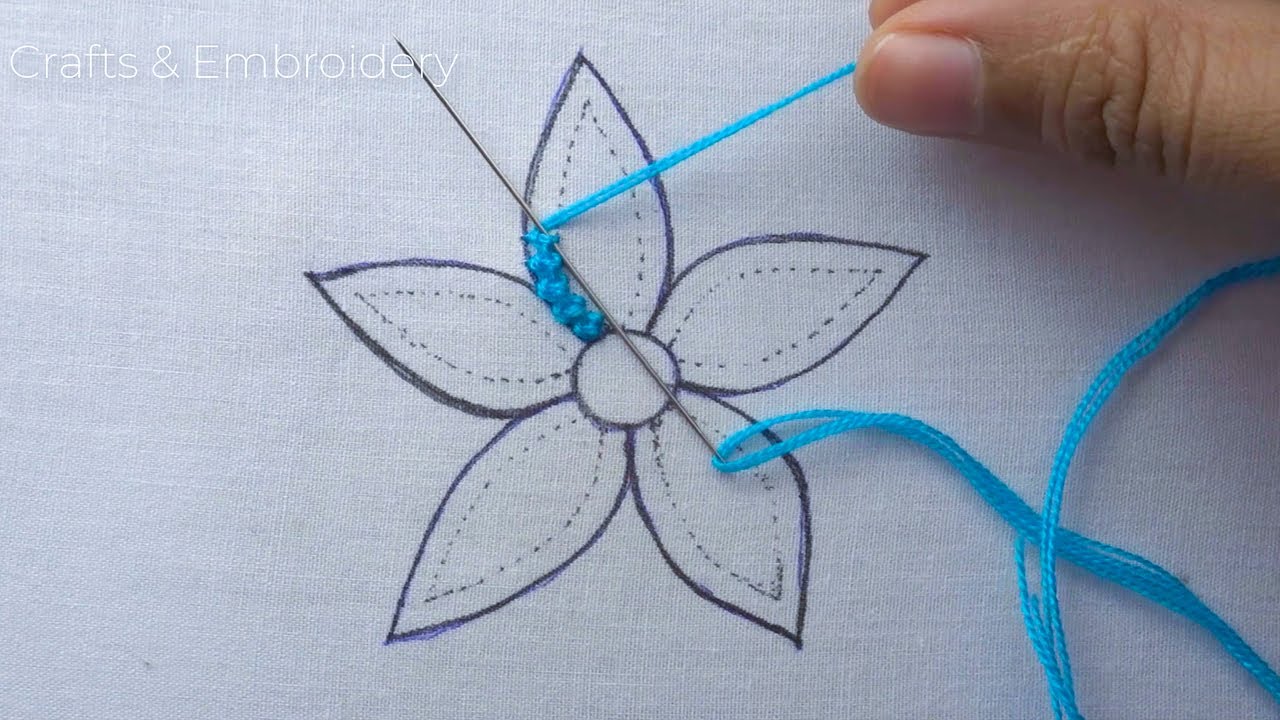 Very Easy Flower Embroidery Design, Flower Embroidery Tutorial for ...