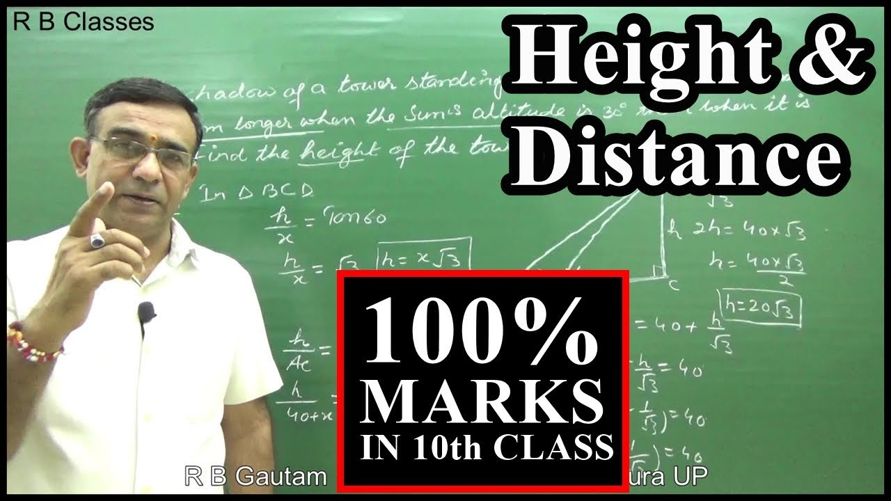 Class 10 Maths Application of Trigonometry,height and distance cbse ...