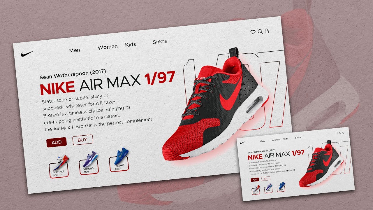 Nike UI Website Design In Adobe Photoshop CC | Photoshop Tutorial # ...