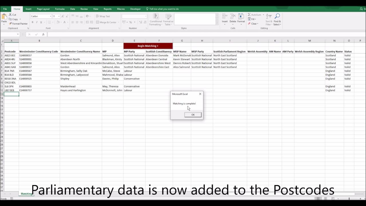 How to match Parliamentary Constituency Information to a list of ...