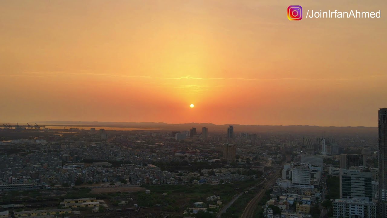 Karachi Skyline with Sunset and Mountains [HD Drone] #shorts - YouTube