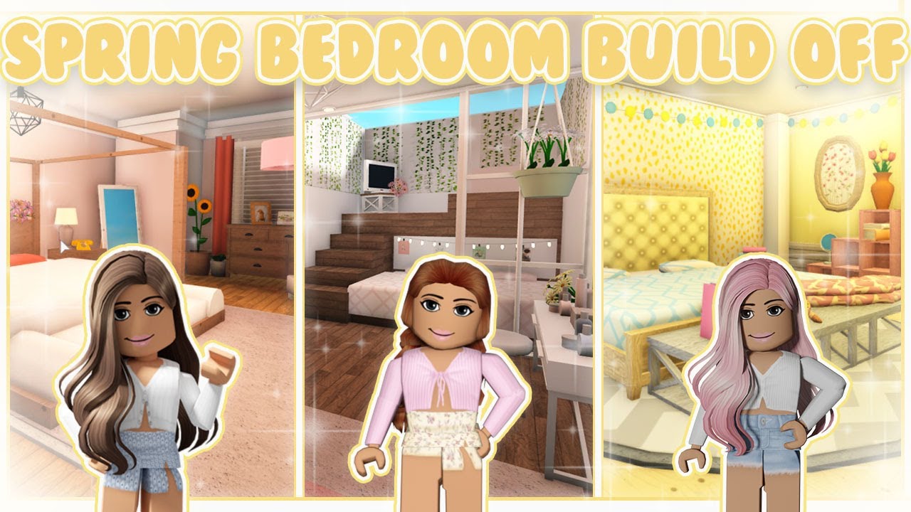 Bloxburg | Spring Bedroom Build Off with Amberry and Phoeberry! - YouTube