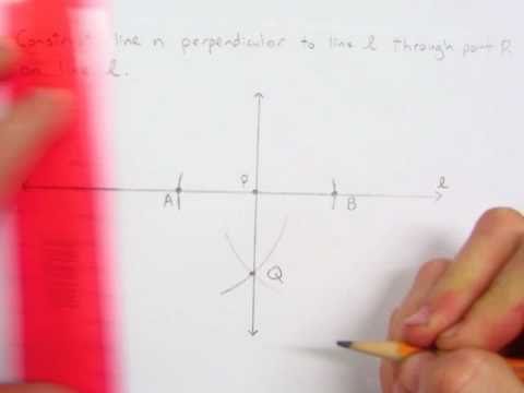 Constructions - Perpendicular (Point on line) - YouTube