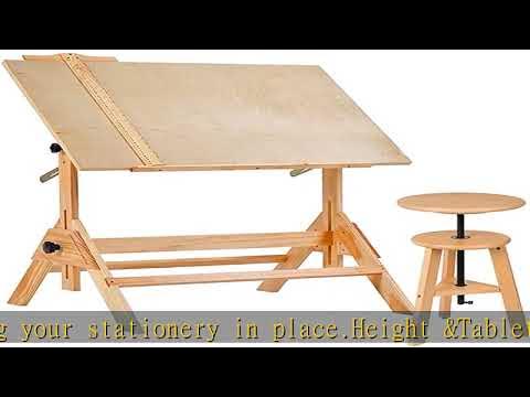MEEDEN Solid Wood Drafting Table, Artist Drawing Desk, Writing Desk Studio Desk, Art Craft Table ...