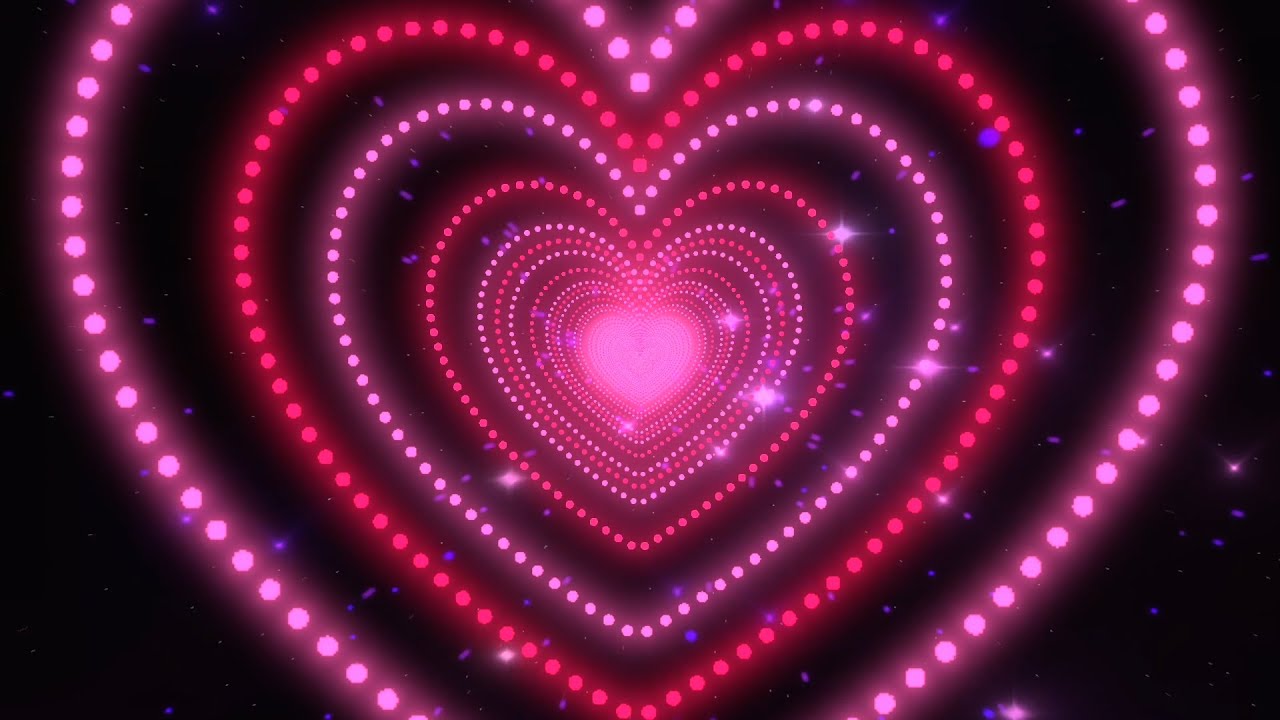 background heart video effects 💖Pink dot line heart tunnel background ...