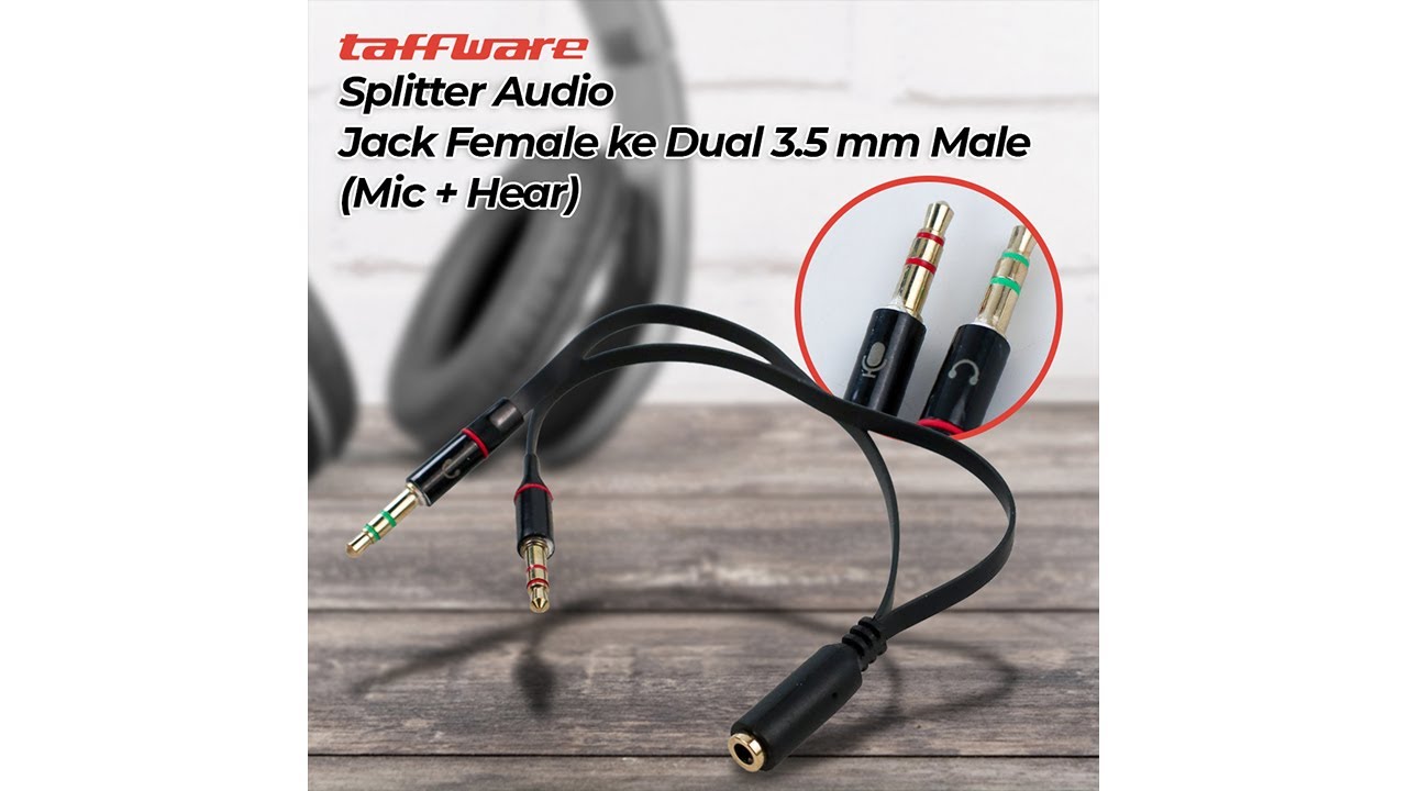 Taffware Splitter Audio Jack Female ke Dual 3.5mm Male (Mic+Hear ...
