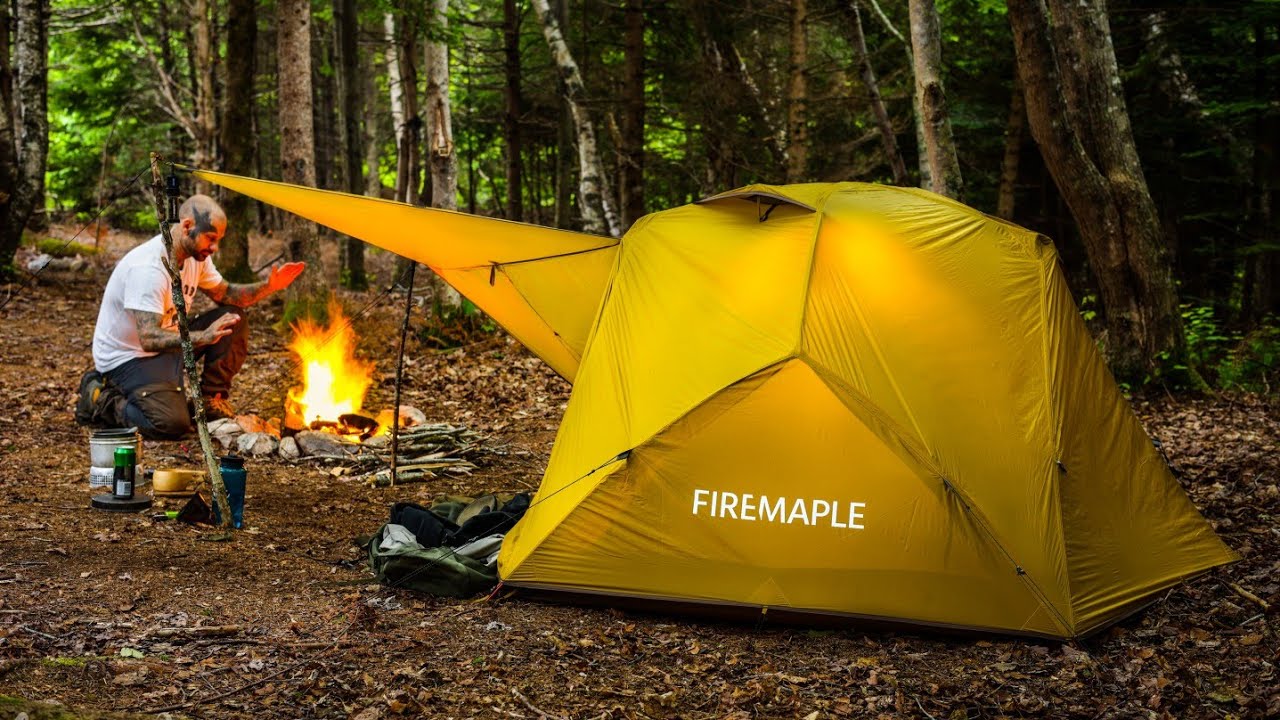 Bushcraft Camping In The Forest With Solo Hiking Tent - YouTube