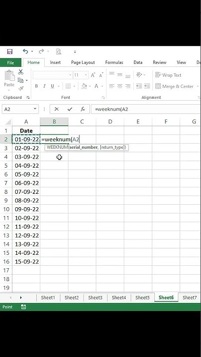 week number excel | get week number | week number function in excel | #shorts - YouTube