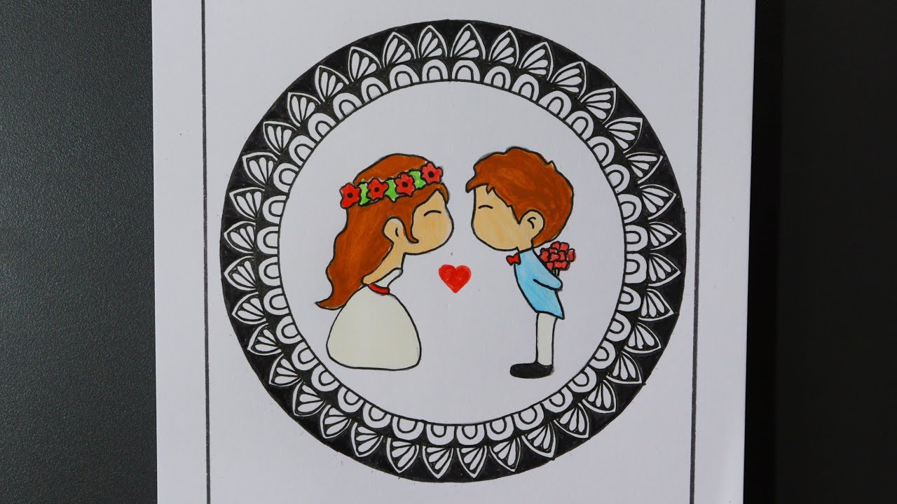 CUTE COUPLE MANDALA ART | MANDALA ART FOR BEGINNERS | MANDALA ART FOR ...