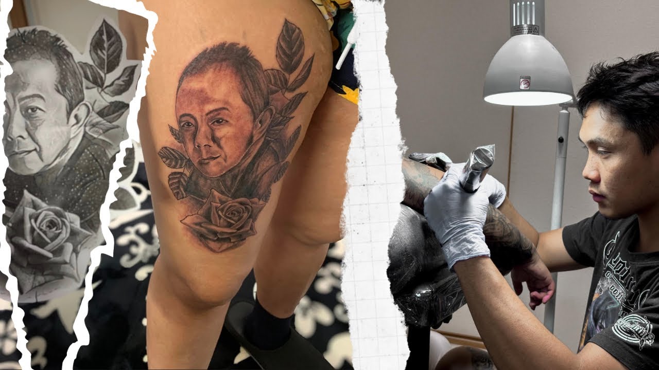 Full Process of a Husband Portrait Tattoo | Amateur Tattoo Artist Vlog ...
