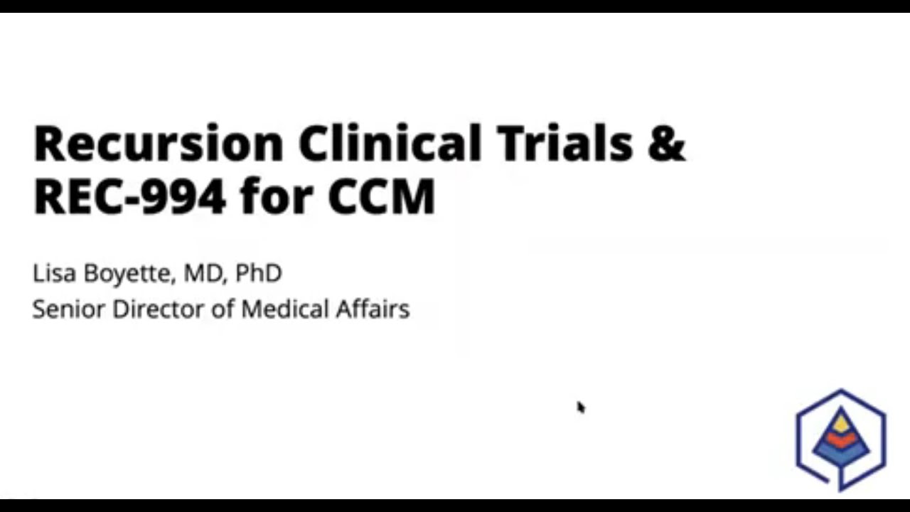 Recursion REC-994 Phase 2 Trial - Dr. Lisa Boyette, Senior Director of Medical Affairs - YouTube