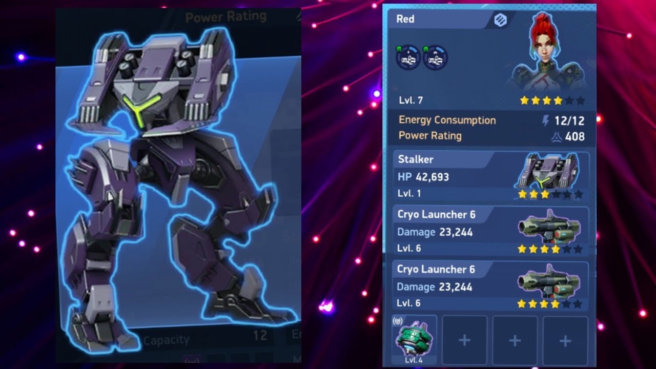 New | stalker Robot-and- cryo launcher 6, Red pilot Mech Arena game ...