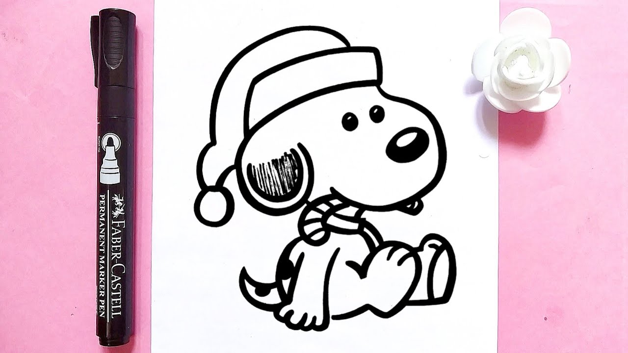 How to draw Snoopy Christmas easily / step by step lesson - YouTube