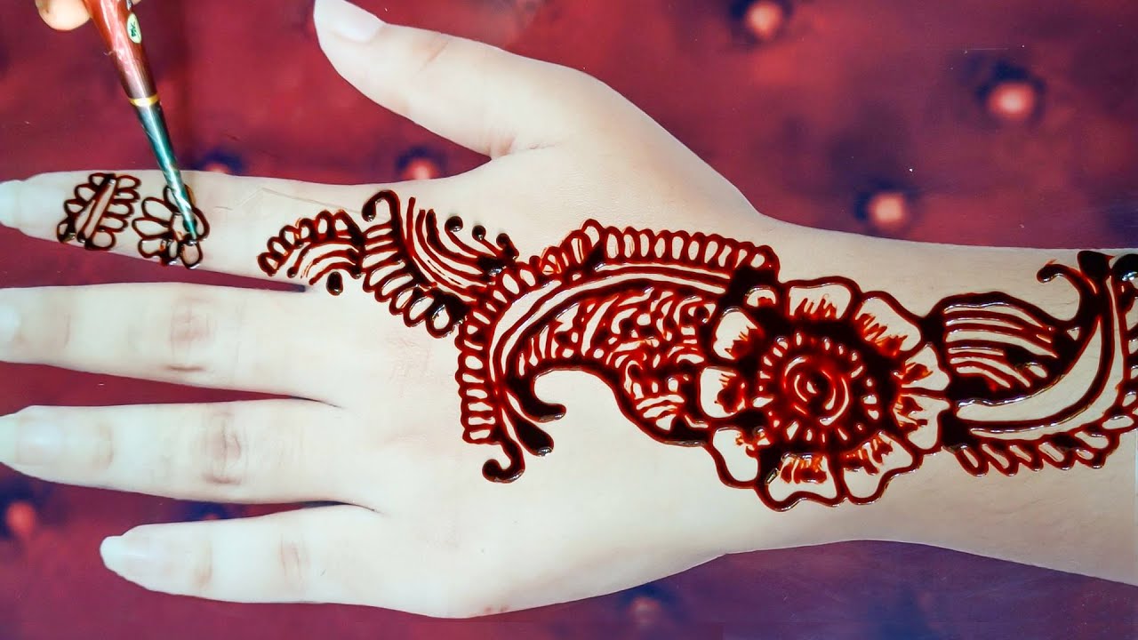 Very Beautiful Heart shape Khafeef Henna Design Latest Dubai style ...