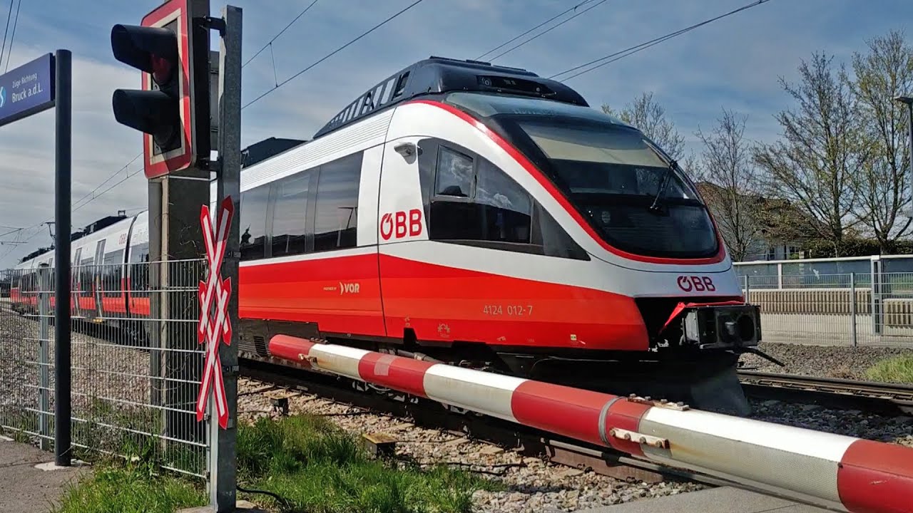 Level Crossing at Trautmannsdorf-Leitha Railway Station in Austria ...