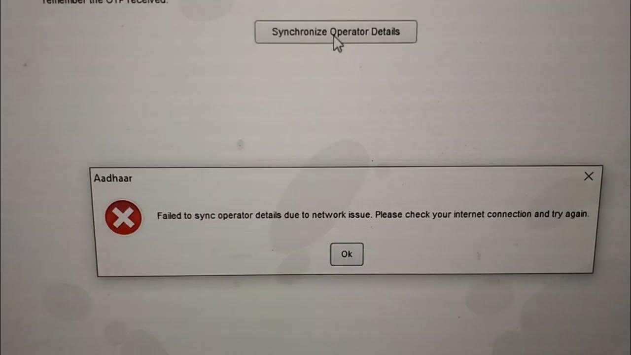 failed to sync operator details due to network issue please check your internet connection - YouTube