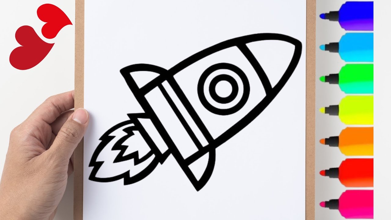 How to Draw a Rocket Ship | Easy Step-by-Step Tutorial | Kids Drawing ...