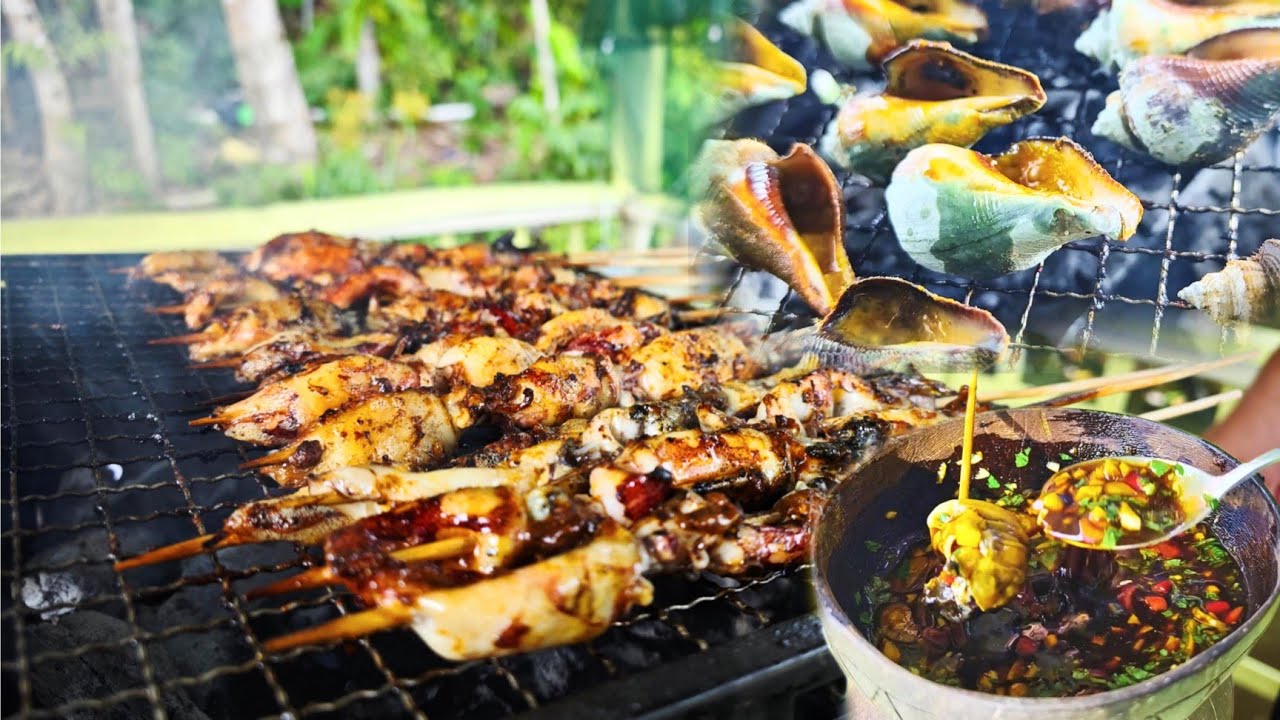 Sea Conch and Squid, Eating with Spicy Sauce‼️ - YouTube
