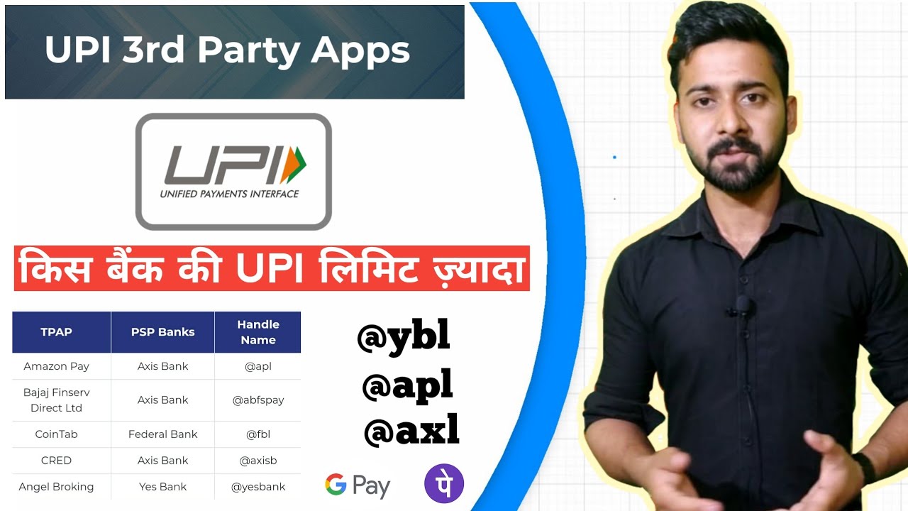 UPI third Party Apps UPI ID |UPI एप्प से कितना पैसा भेज सकते है - YouTube