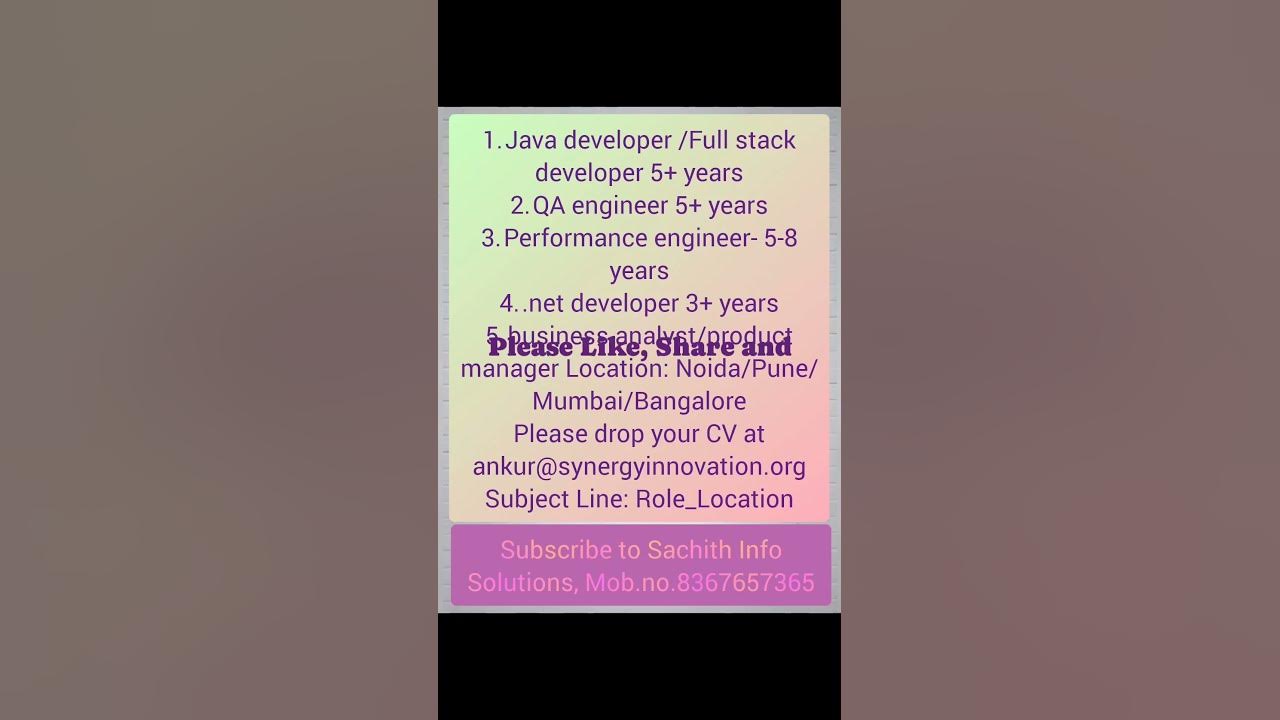 Hiring Qa Engineer Java Developer Performance Engineer Javadeveloper Qaengineer Youtube