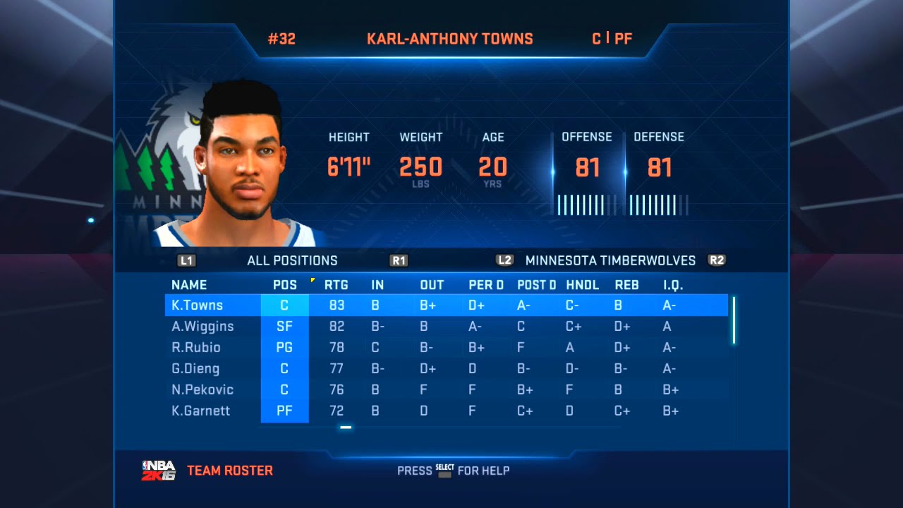 NBA 2K16 Gameplay Minnesota Timberwolves Team Roster Update 12 18 2015 ...