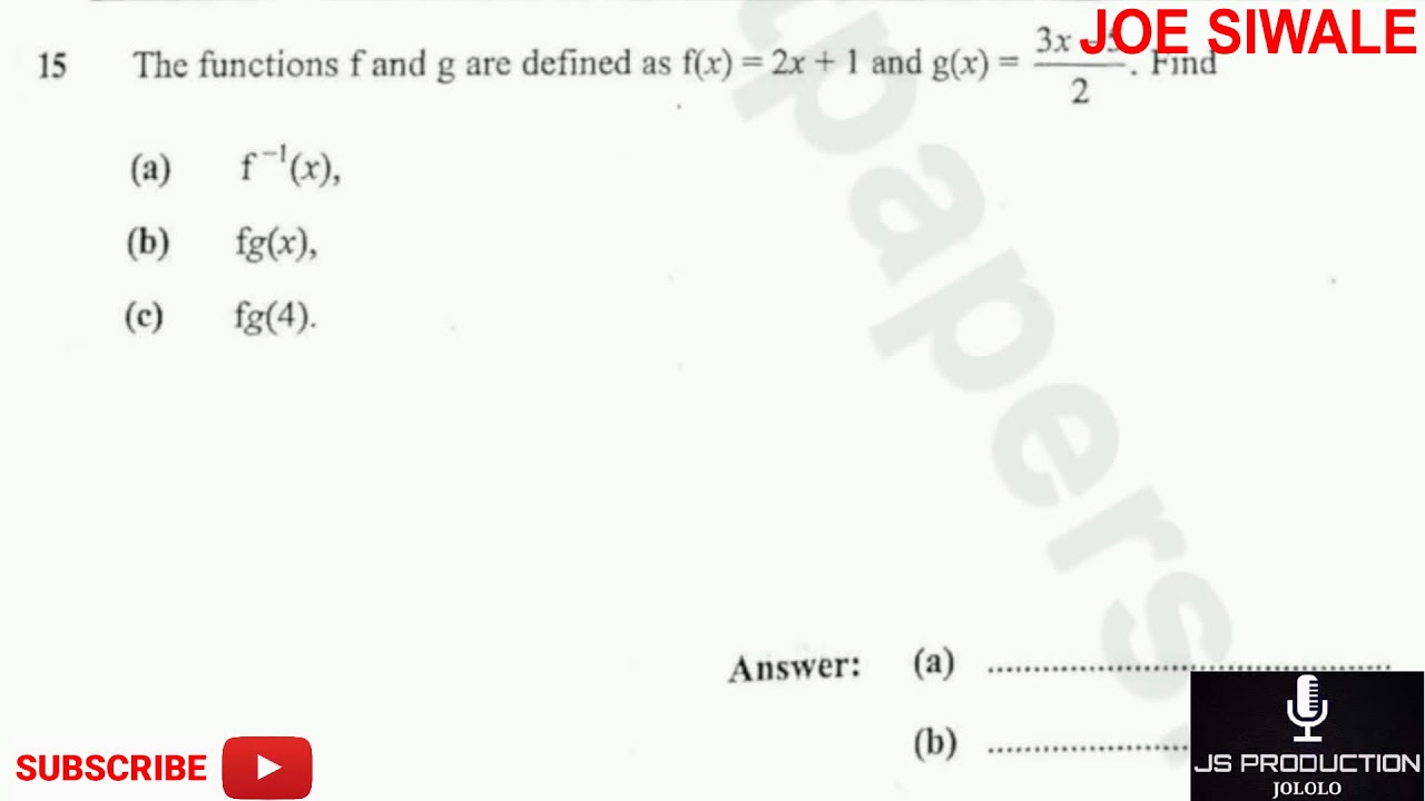 ECZ Mathematics past paper 1 2019 (GCE). Question 15 - YouTube
