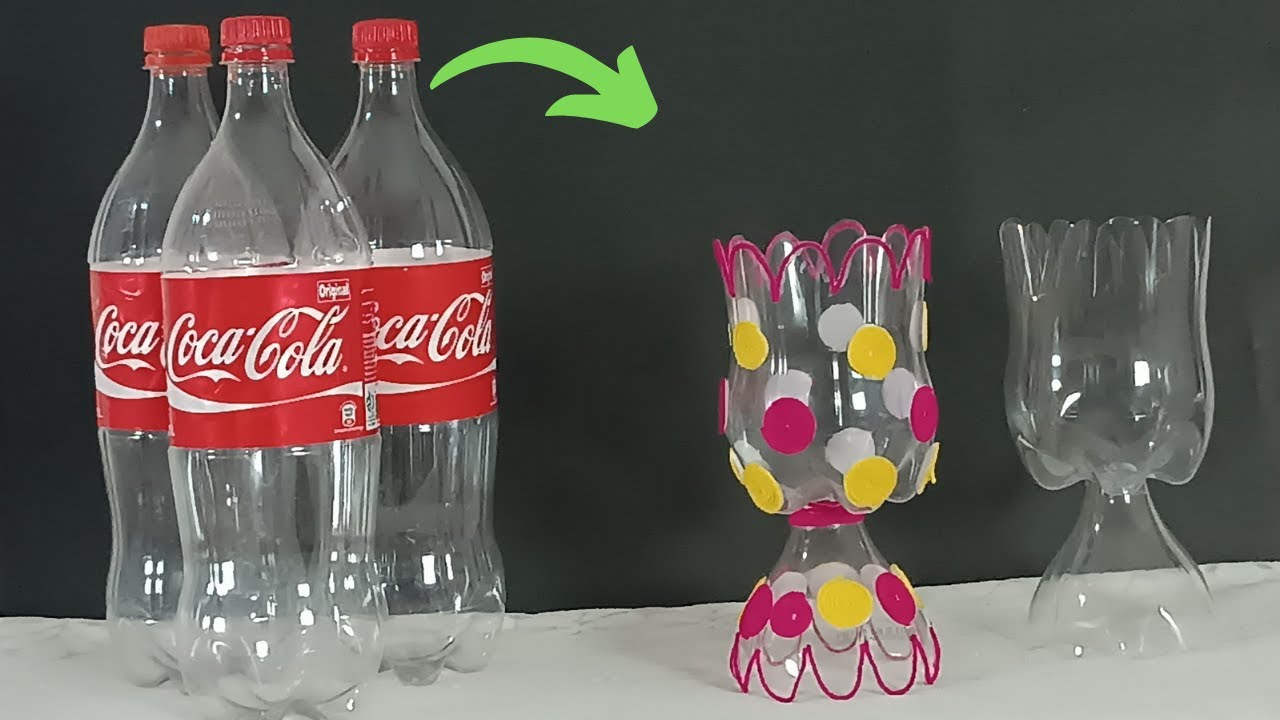 Plastic Bottle Vase Crafts - Home Decor Ideas - Recycled Plastic Bottle Making Ideas - YouTube