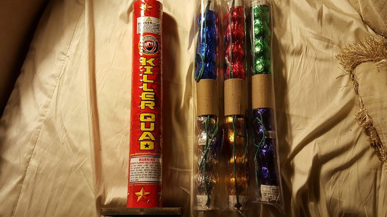 Six Killer Quad shells Dominator fireworks demo - YouTube