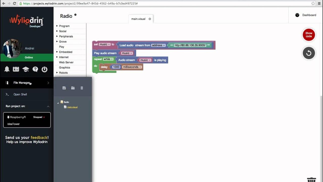 Program the Raspberry Pi with the new visual interface from Wyliodrin - YouTube