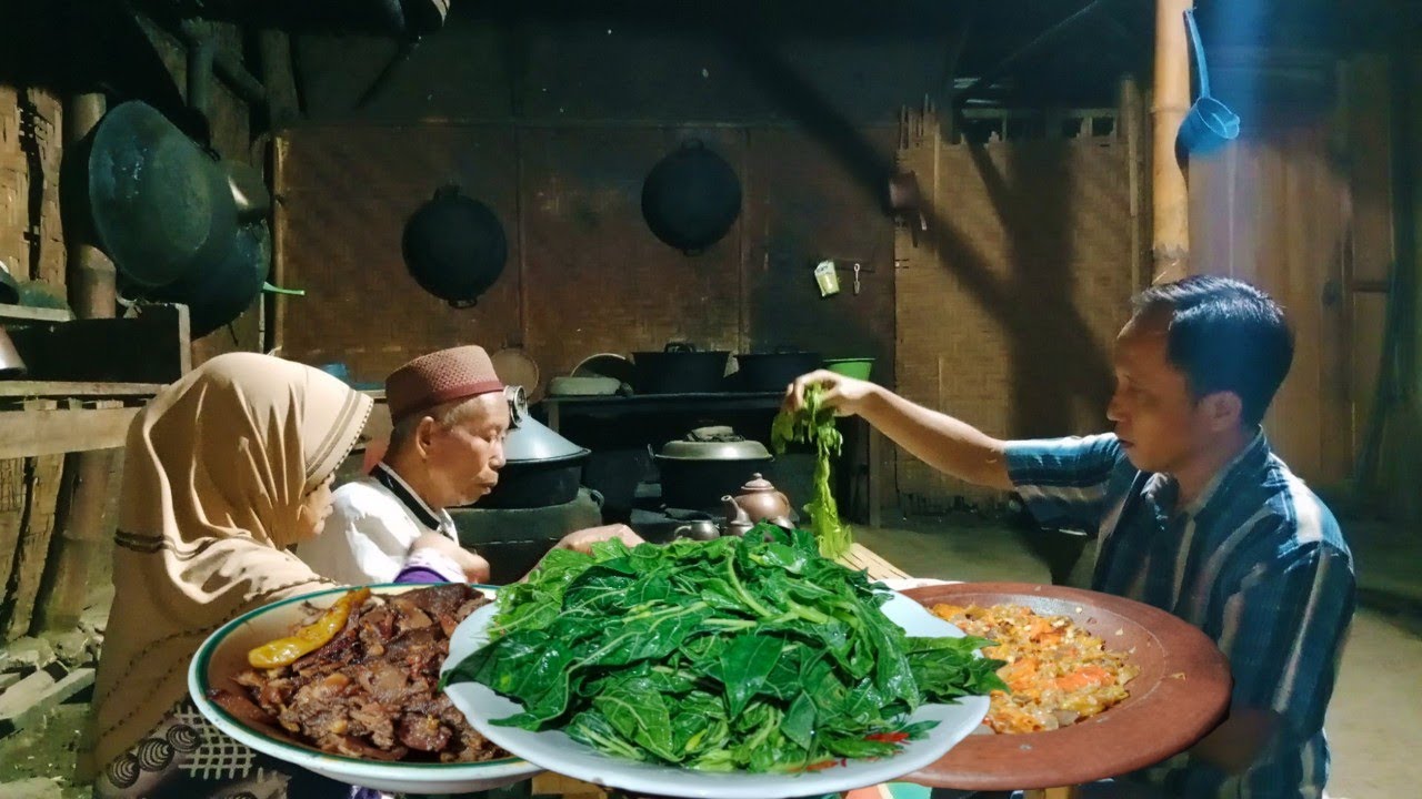 masakan desa, berbuka menu sederhana sayur daun pepaya belendrang koro ...