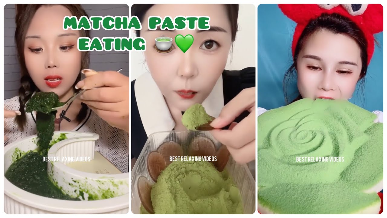 [ASMR] ICE MATCHA MUKBANG & MATCHA PASTE EATING & MATCHA OÍCHE ITHE ...