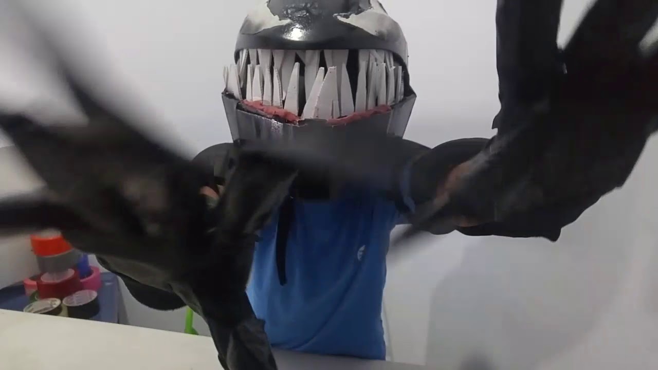 Bikin topeng Venom | How to DIY Venom mask | Easy Venom mask home made ...