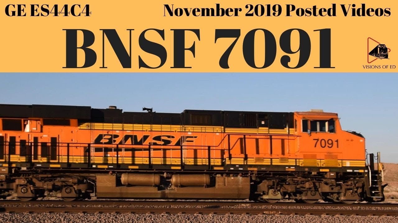 BNSF Intermodal Train Eastbound GE ES44C4 Locomotive BNSF 7091 11/9 ...