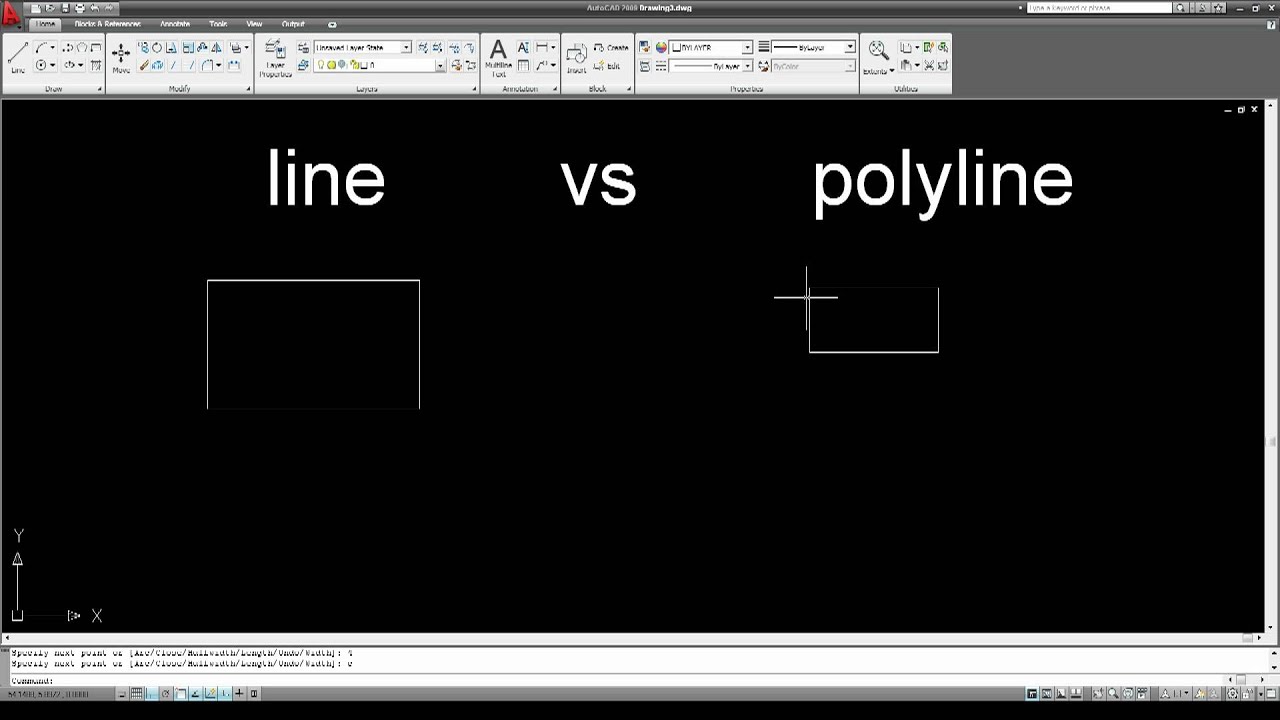 Line vs PLine ACAD - YouTube