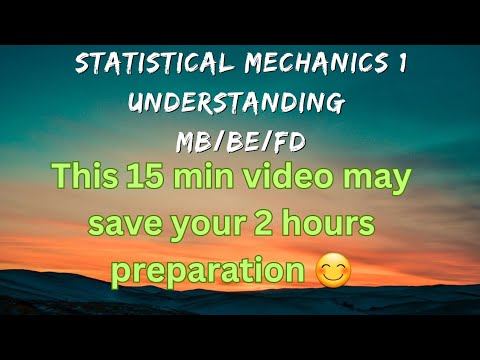 Statistical mechanics 1// MB/ BE/ FD - YouTube